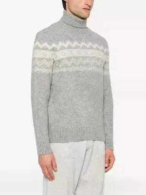Eleventy Turtleneck Jacquard Sweater - Grey