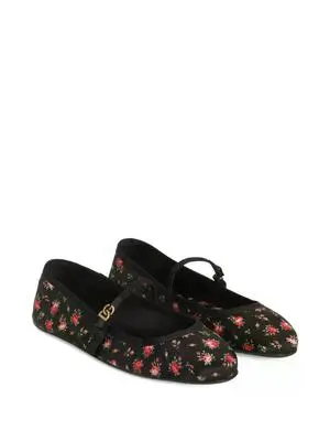 Dolce & Gabbana Floral Strap Ballet Flats