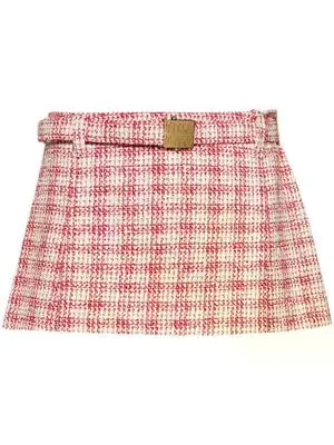 Miu Miu Belted A-line Tweed Miniskirt