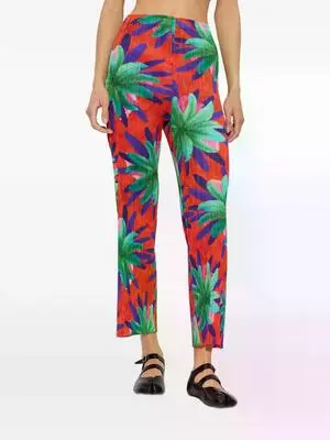 Issey Miyake Pleated Floral-print Trousers