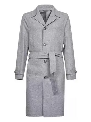 D4.0 Belted Buttoned Coat - Grey