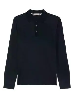 Canali Long-sleeve Button Polo Shirt - Blue