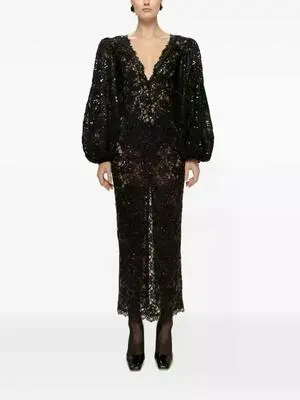 NISSA Sequin Lace Midi Dress