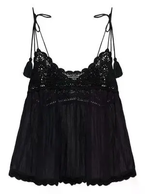 Ulla Johnson Crochet Tassel Top - Black