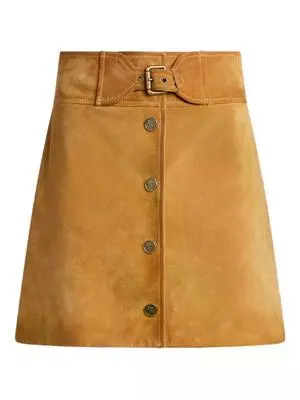 Etro Buckle Button Suede Mini Skirt - Brown