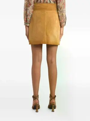 Etro Buckle Button Suede Mini Skirt - Brown