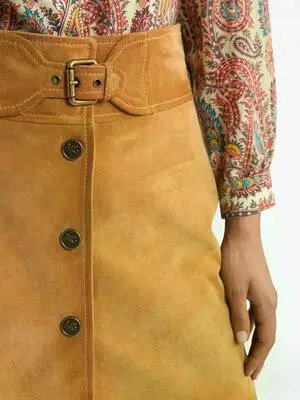 Etro Buckle Button Suede Mini Skirt - Brown