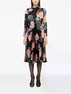 NISSA Pleated Printed Midi Dress