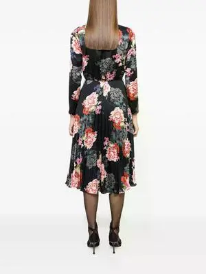 NISSA Pleated Printed Midi Dress