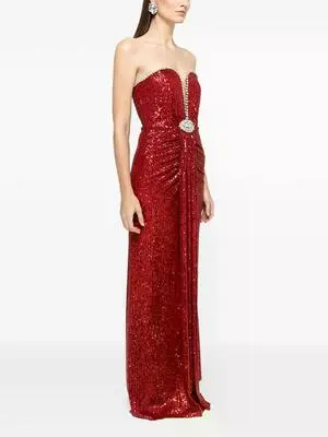 NISSA Sequined Embellished Maxi Dress