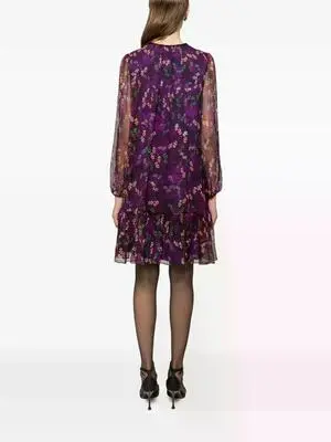 NISSA Ruffle Floral Silk Mini Dress