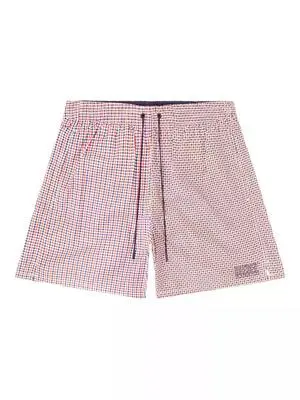 DIESEL® Check-pattern Swim Shorts - Red