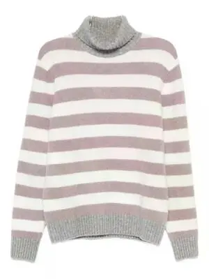 Eleventy Turtleneck Striped Sweater