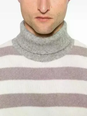 Eleventy Turtleneck Striped Sweater