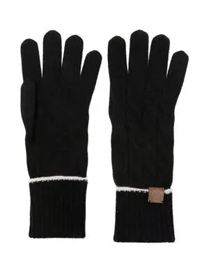 Eleventy Cable-knit Cashmere Gloves - Black