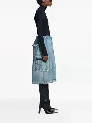 Balenciaga Cargo Denim Midi Skirt
