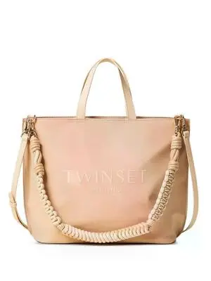 TWINSET Logo Lettering Braided Strap Tote Bag