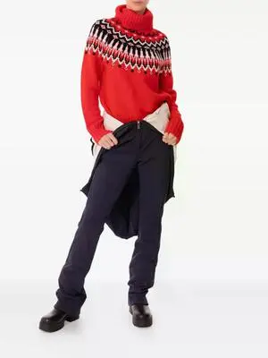 Bogner Fair Isle Intarsia Knit Ingrid Sweater - Red
