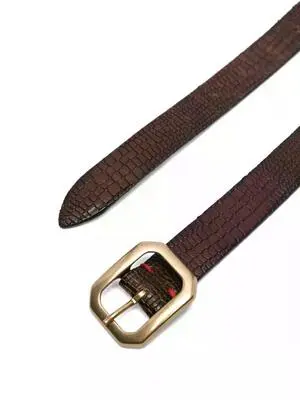 Eleventy Crocodile-embossed Rectangular Buckle Belt