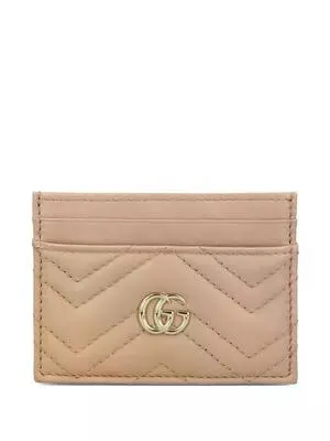 Gucci Gg Marmont Chevron Card Holder - Neutrals