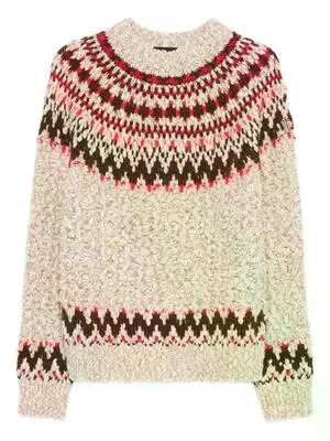 Moncler Fairisle-pattern Crew-neck Sweater - Neutrals