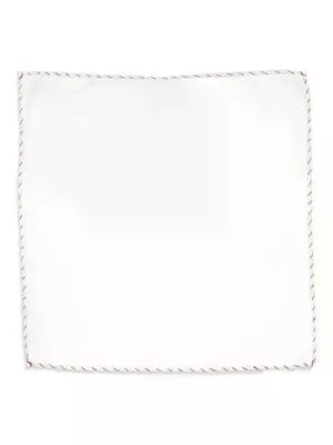 Eleventy Cotton Contrast-trim Pocket Square - White