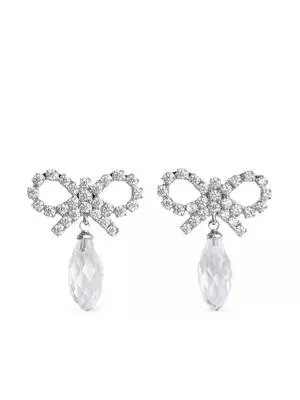 SELF-PORTRAIT Bow Crystal-embellished Earrings - Silver