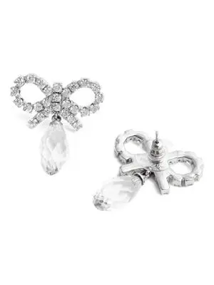 SELF-PORTRAIT Bow Crystal-embellished Earrings - Silver