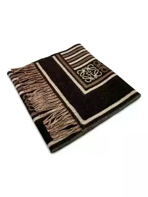 Loewe Fringed Logo Scarf - Brown
