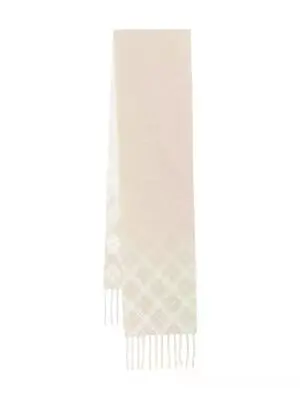 Eleventy Chequered Fringed Scarf - Neutrals