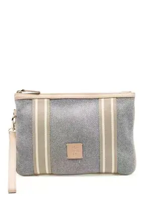 Eleventy Striped-panel Clutch Bag - Grey