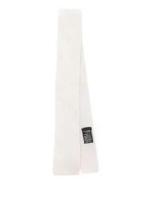 Eleventy Knitted Cashmere Tie - White