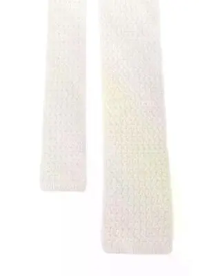 Eleventy Knitted Cashmere Tie - White