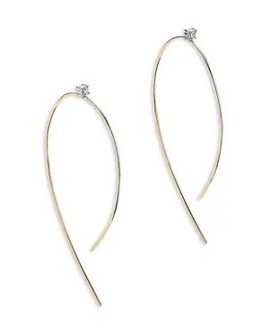 Lana Jewelry Diamond Solitaire Threader Hoop Earrings - Gold