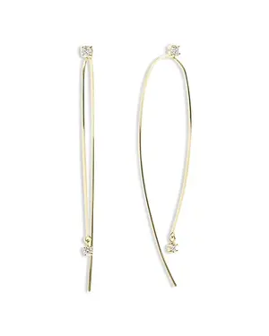 Lana Jewelry 14k Yellow Diamond Upside Down Hoop Threader Earrings - Gold