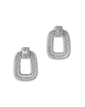 Bloomingdale'S Diamond And 14k Oval Drop Earrings - White Gold