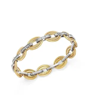 Bloomingdale'S Diamond Round & Baguette Chain Link Bracelet In 14k Gold - White/gold