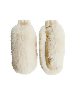 Rudsak Bella Faux Fur And Leather Mittens - White