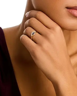 Bloomingdale'S 14k Yellow Evil Eye Ring With Blue Sapphire And Diamond