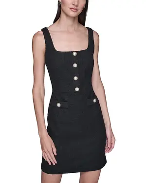 Karl Lagerfeld Paris Tweed Sheath Dress - Black