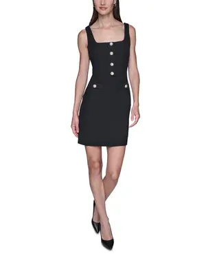 Karl Lagerfeld Paris Tweed Sheath Dress - Black