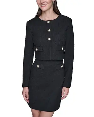 Karl Lagerfeld Paris Tweed Cropped Jacket