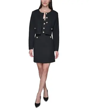 Karl Lagerfeld Paris Tweed Cropped Jacket