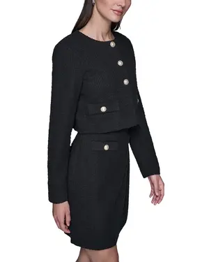 Karl Lagerfeld Paris Tweed Cropped Jacket