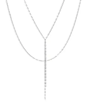 Lana Jewelry 14k Gold Double Strand Blake Lariat Necklace - White Gold