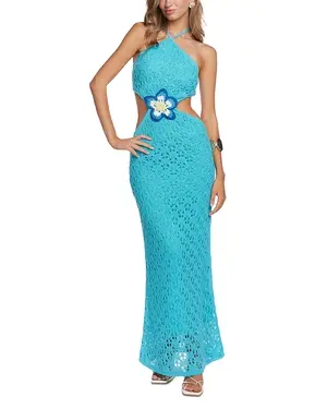 CAPITTANA Lucinda Crocheted Cover-up Dress - Turquoise