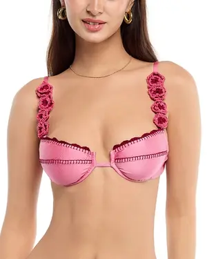 CAPITTANA Lily Flower Bikini Top - Pink