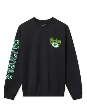Junk Food Clothing Nfl Green Bay Packers Glitter Fleece Sweatshirt - Black
