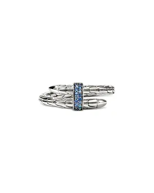John Hardy Sterling Spear Coil Ring With Sapphire - Silver