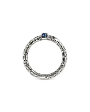 John Hardy Sterling Spear Coil Ring With Sapphire - Silver